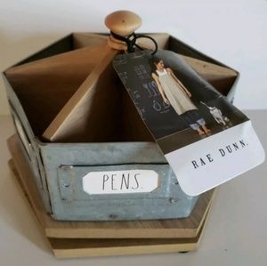 Rae Dunn | Office | Rae Dunn Galvanized Metal Wood Desk Organizer ...